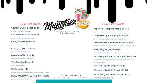 Munchiez menu in Chicago, Illinois, USA