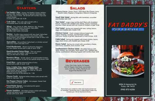 Fat Daddy's Pub and Grille menu in Tulsa, Oklahoma, USA