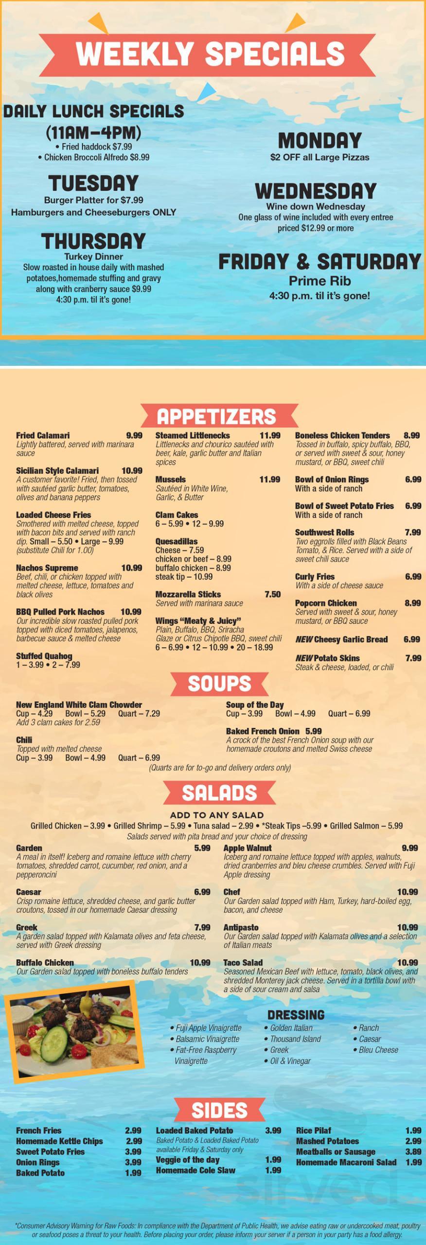 The Wave menu in Bristol, Rhode Island, USA