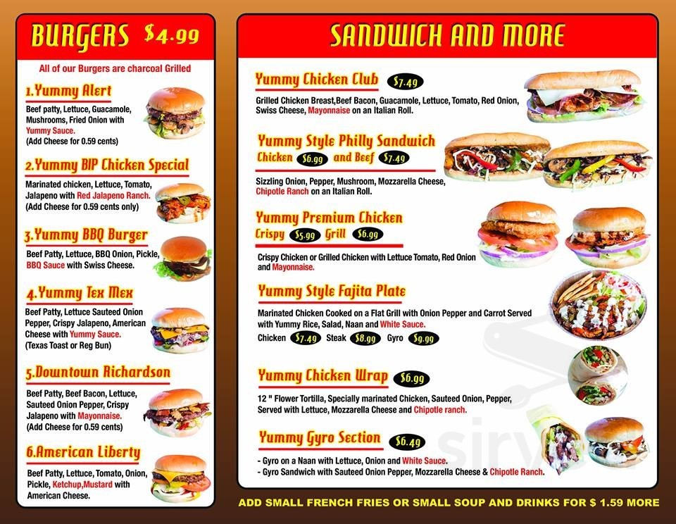 Yummy Burgers & BBQ menu in Richardson, Texas, USA
