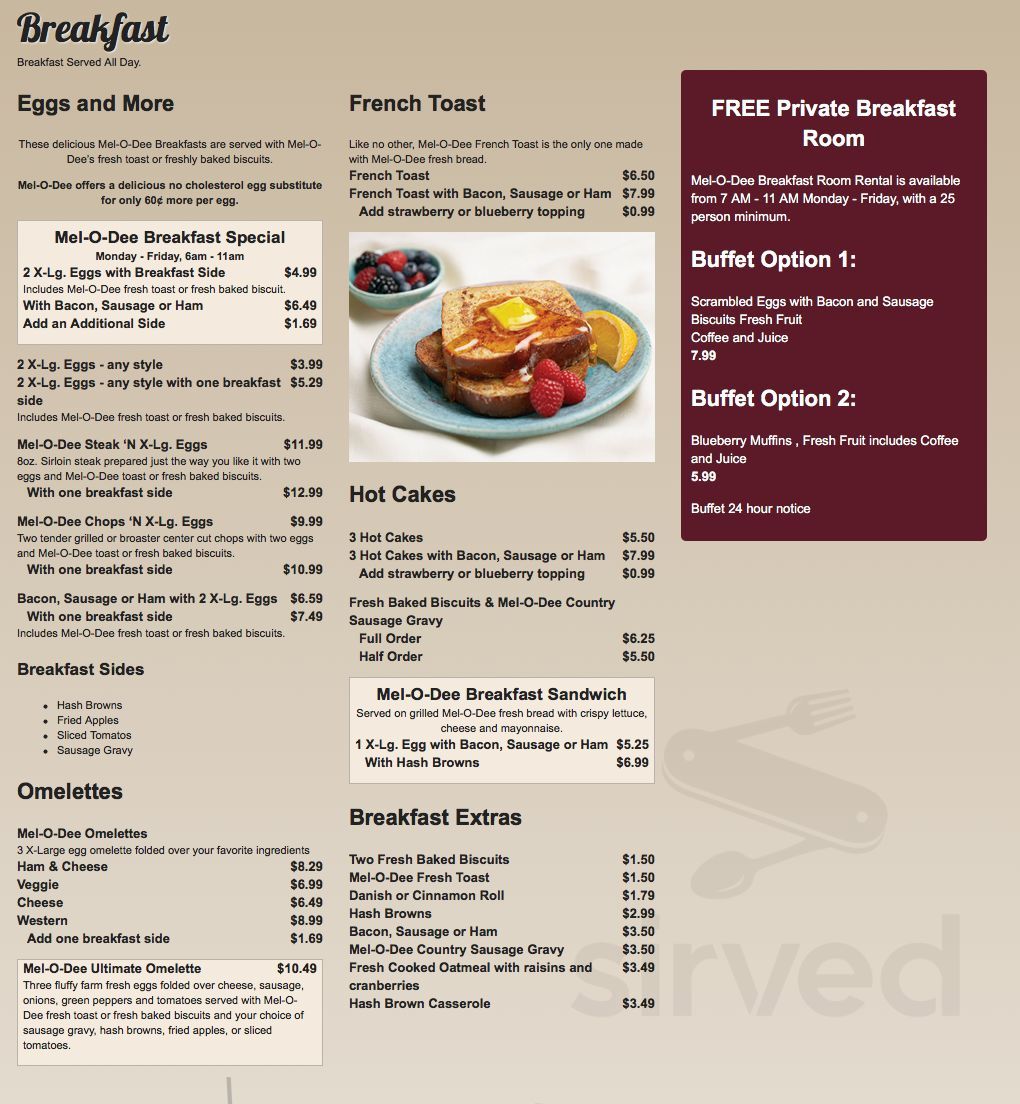 Mel-O-Dee Restaurant & Catering menu in New Carlisle, Ohio, USA