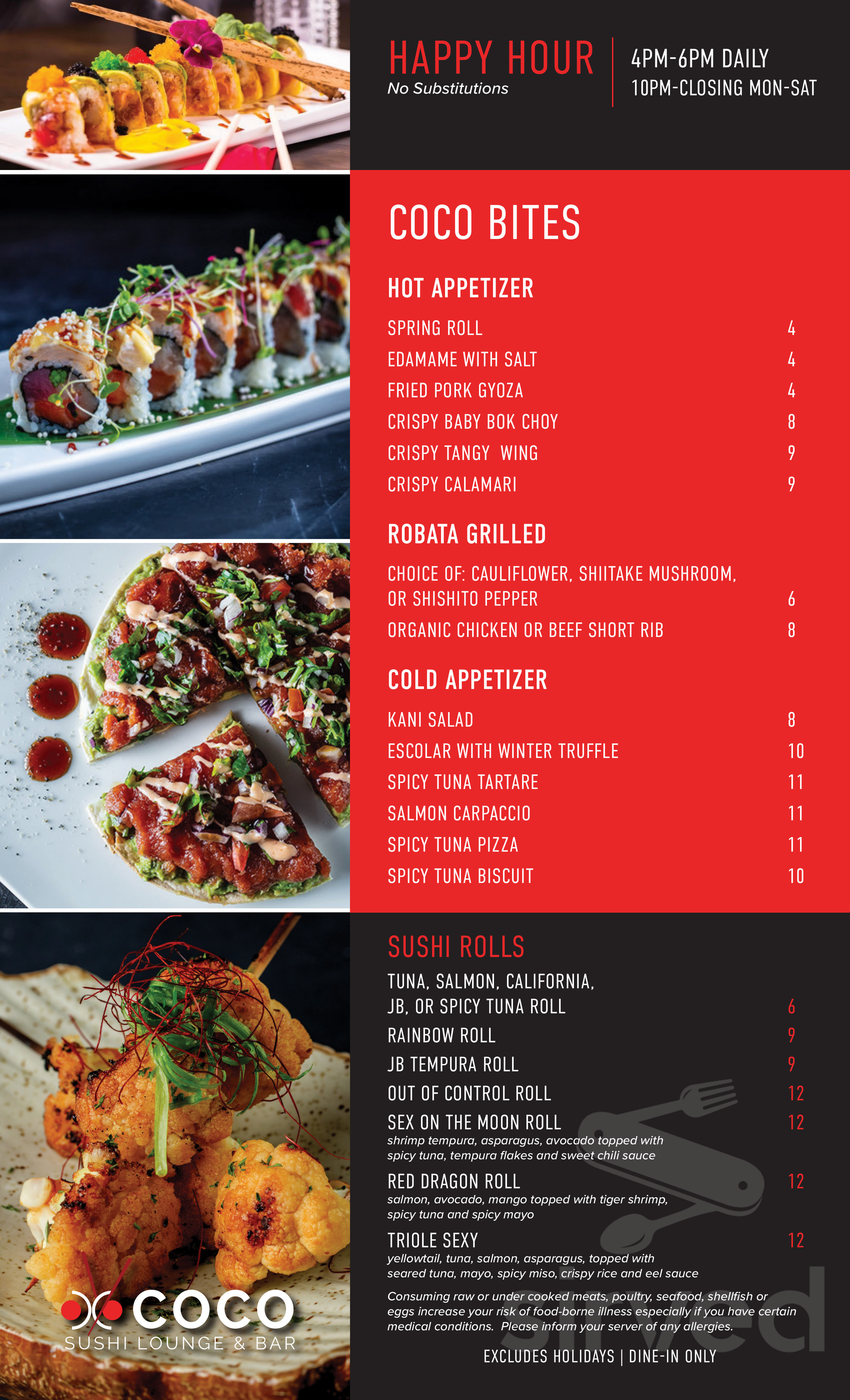 Coco Sushi Lounge & Bar menu in Delray Beach, Florida, USA