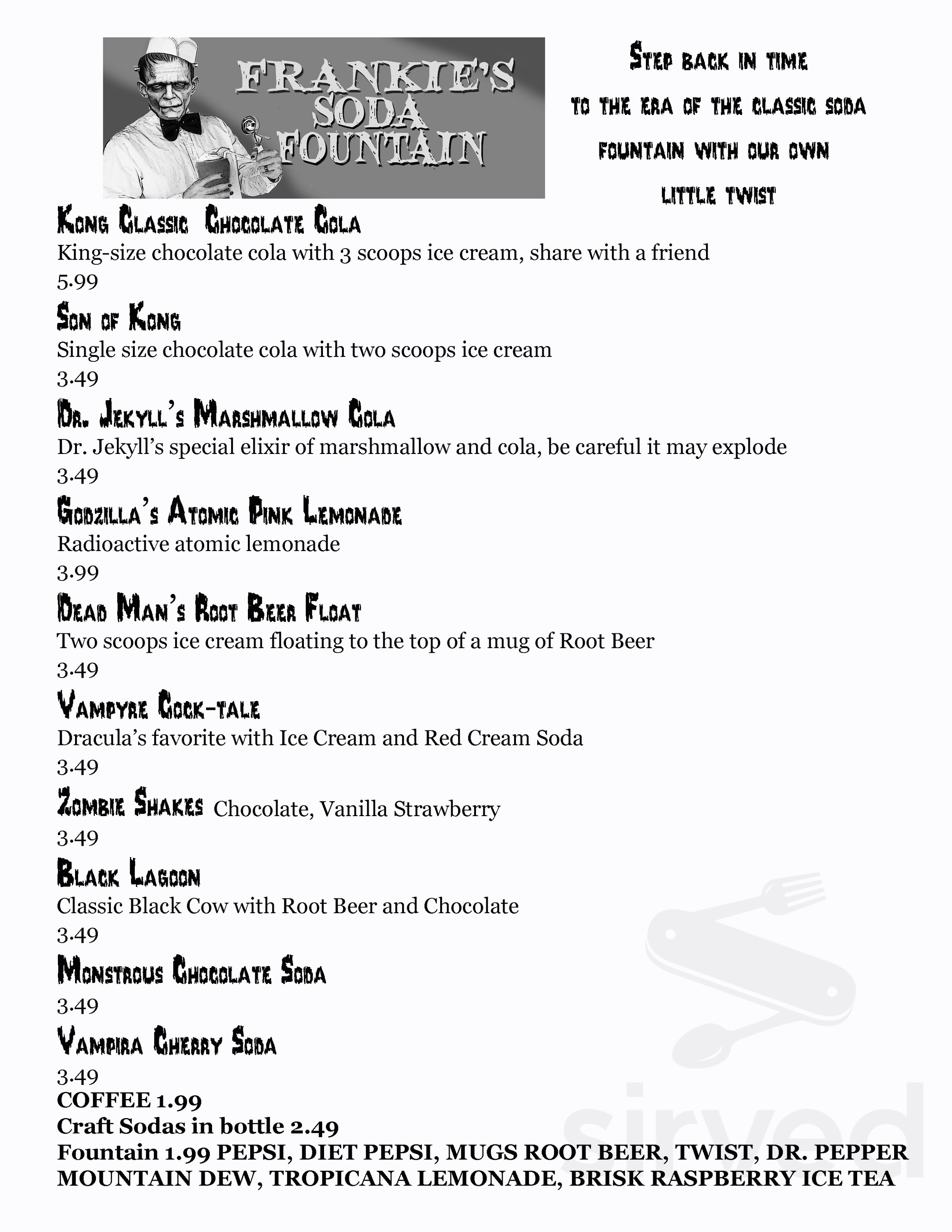 Famous Monster Pizza menu in Decatur, Indiana, USA