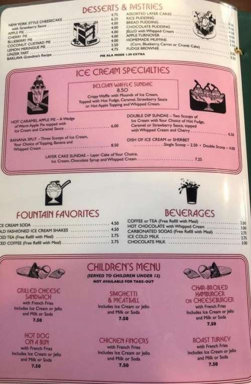 Sand Castle Diner menu in Beachwood, New Jersey, USA