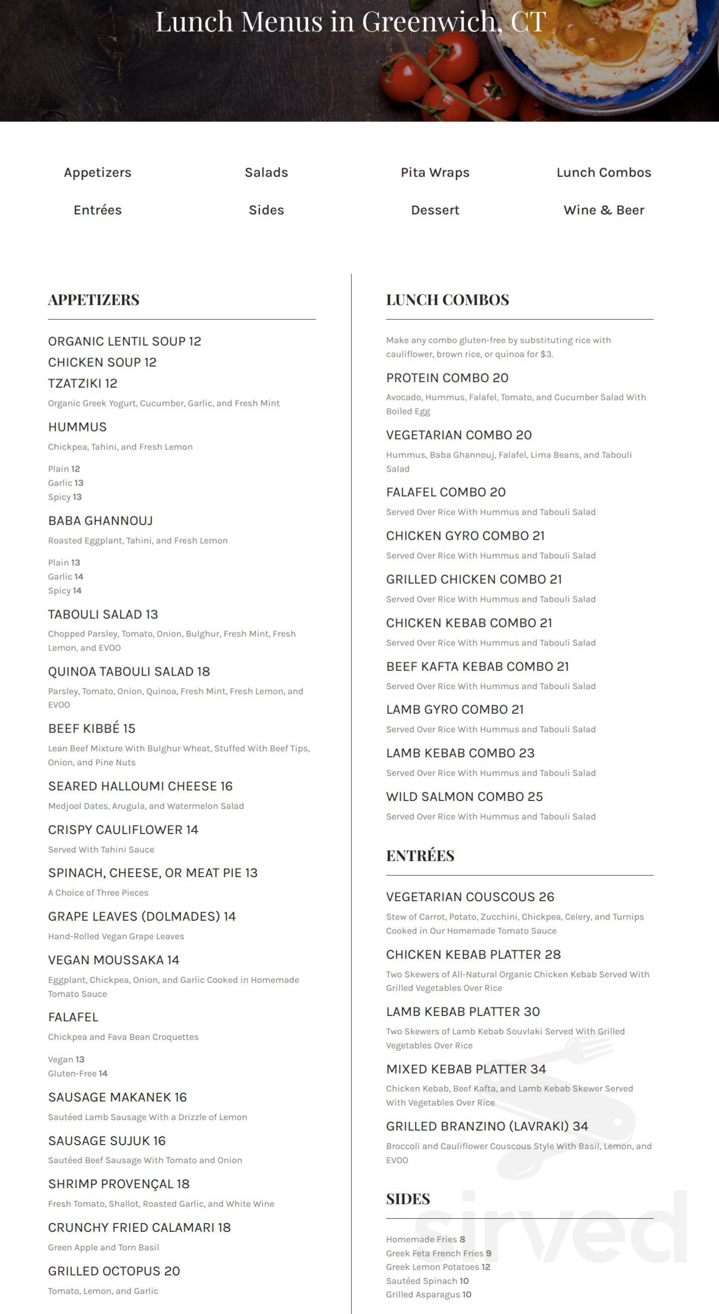 Greenwich Flavor by Myrnas menu in Greenwich, Connecticut, USA