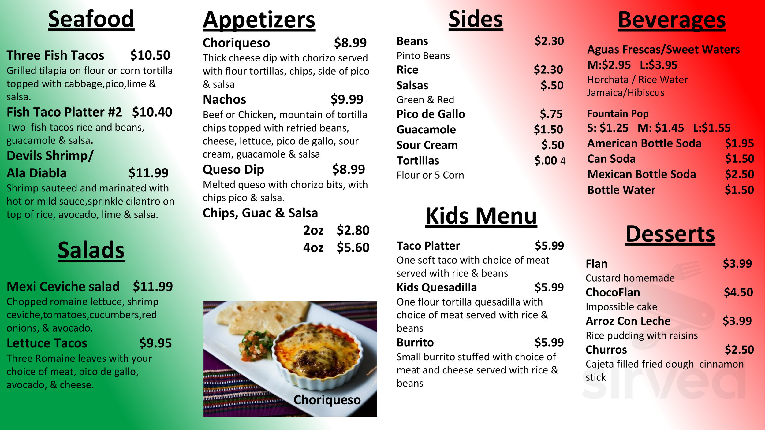 Menu - Edina MN's Los Padres Mexican Food | Sirved