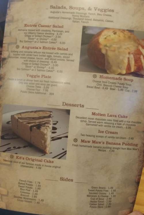 Augusta's Sports Grill menu in Cullman, Alabama, USA
