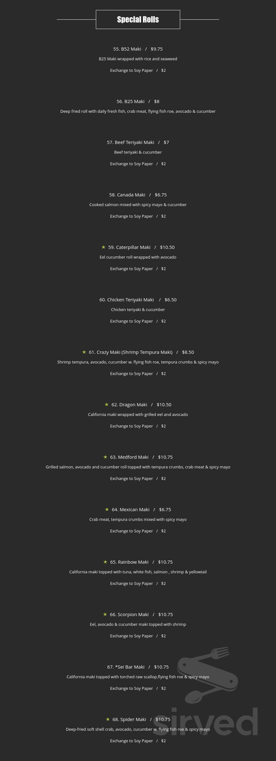 Sei Bar Everett menus in Everett, Massachusetts, United States