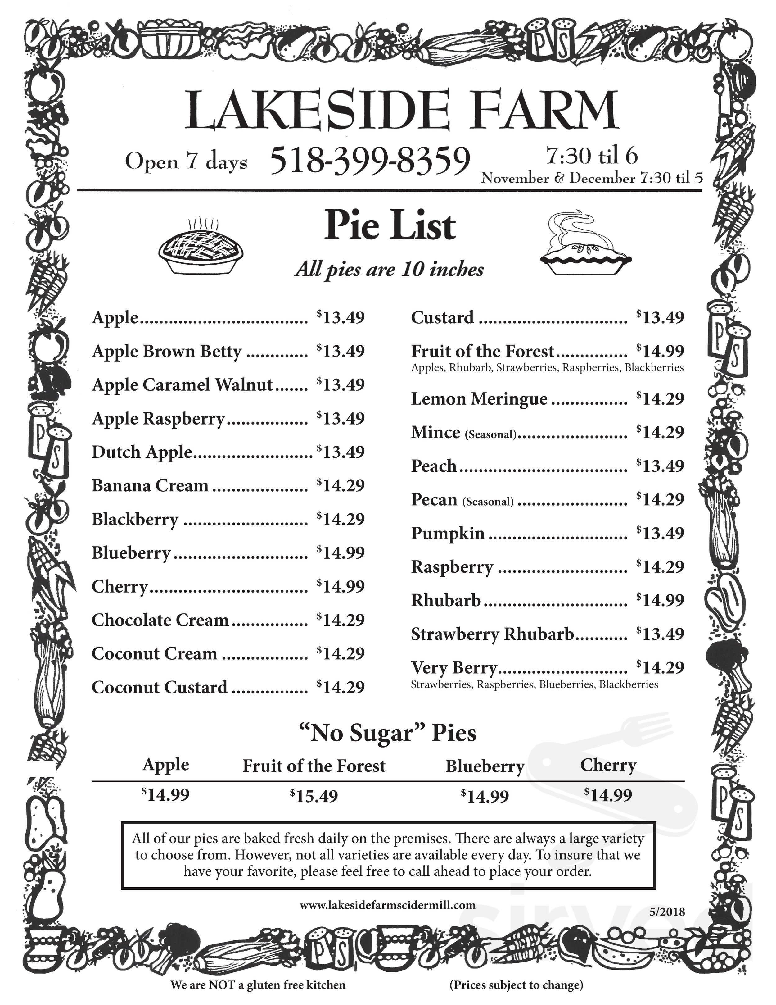 Lakeside Farms menu in Ballston Lake, New York, USA