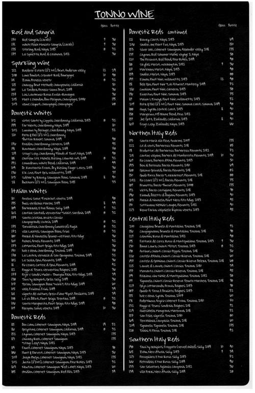 Tonno Gloucester menu in Gloucester, Massachusetts, USA