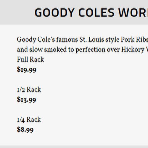 Goody Cole's Smokehouse menu in Brentwood, New Hampshire, USA