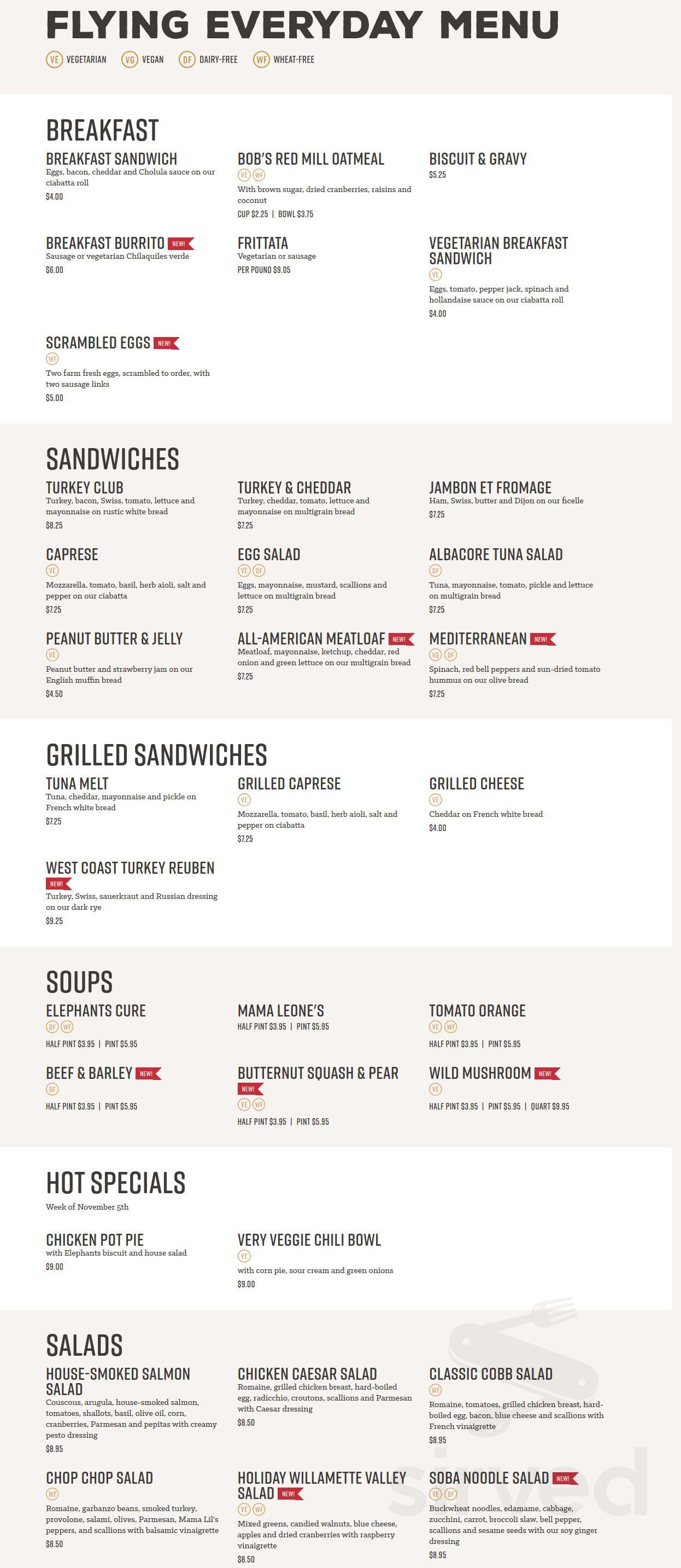 Elephants Delicatessen menus in Portland, Oregon, United States