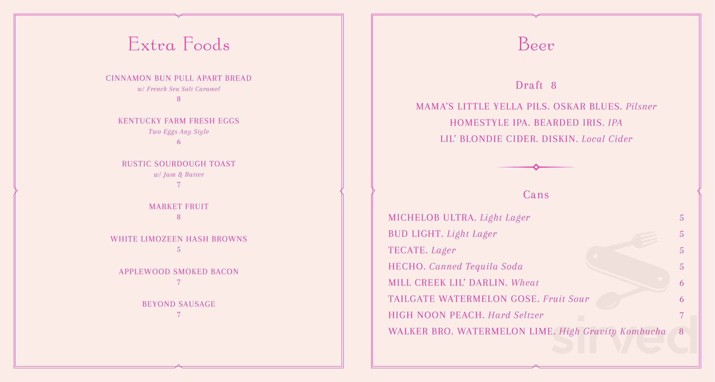 White Limozeen menus in Nashville, Tennessee, United States