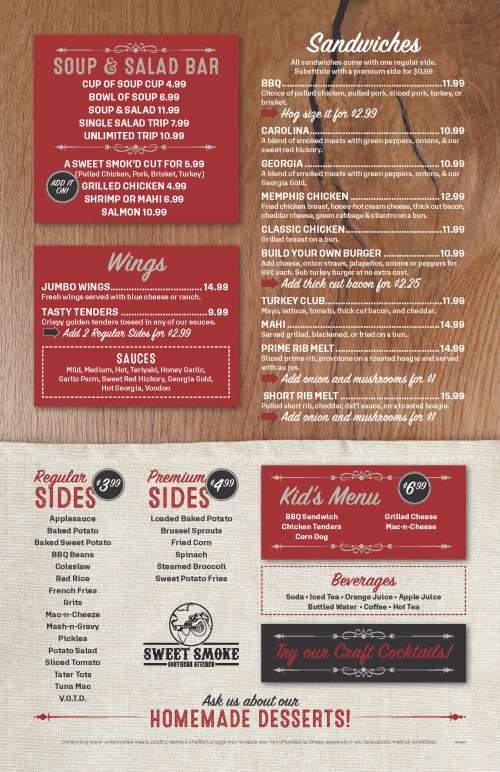 Sweet Smoke Southern Kitchen menu in Stuart, Florida, USA