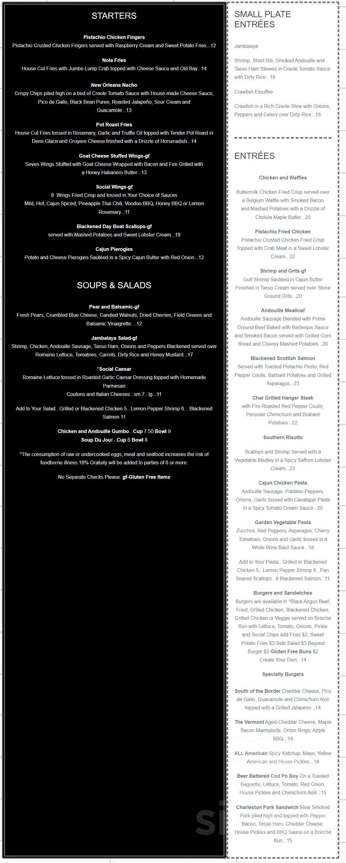 The Social Downingtown menu in Downingtown, Pennsylvania, USA