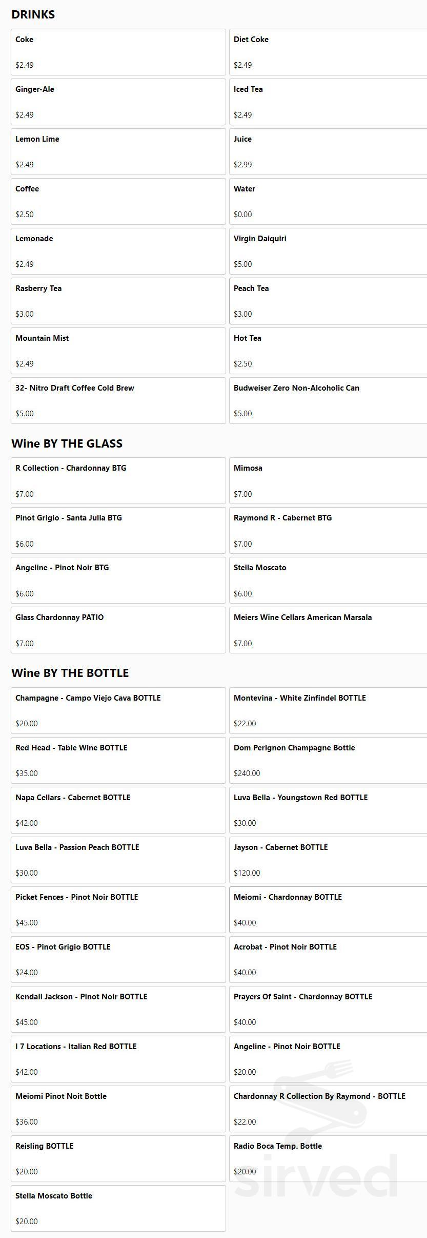 Menu - East Liverpool OH's Cadence Vault Gastropub | Sirved