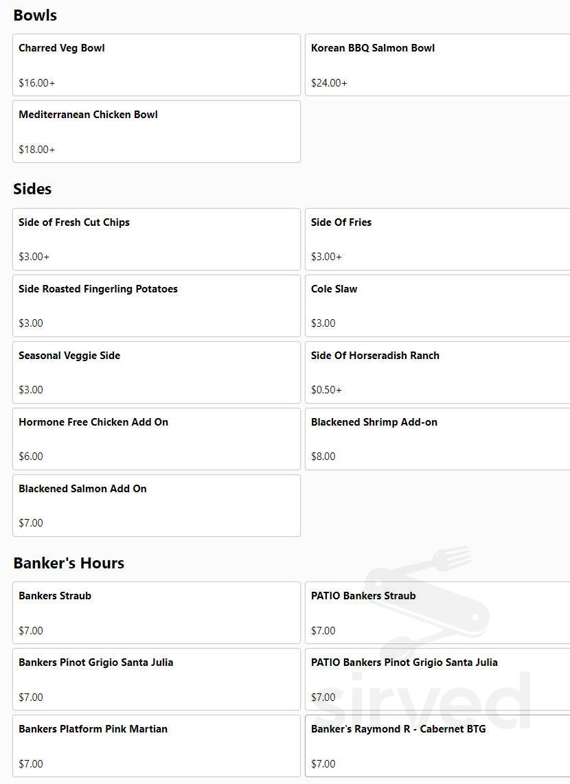 Cadence Vault Gastropub menu in East Liverpool, Ohio, USA