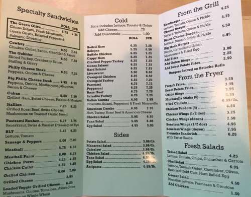 Green Olive Deli menu in Pleasant Valley, New York, USA