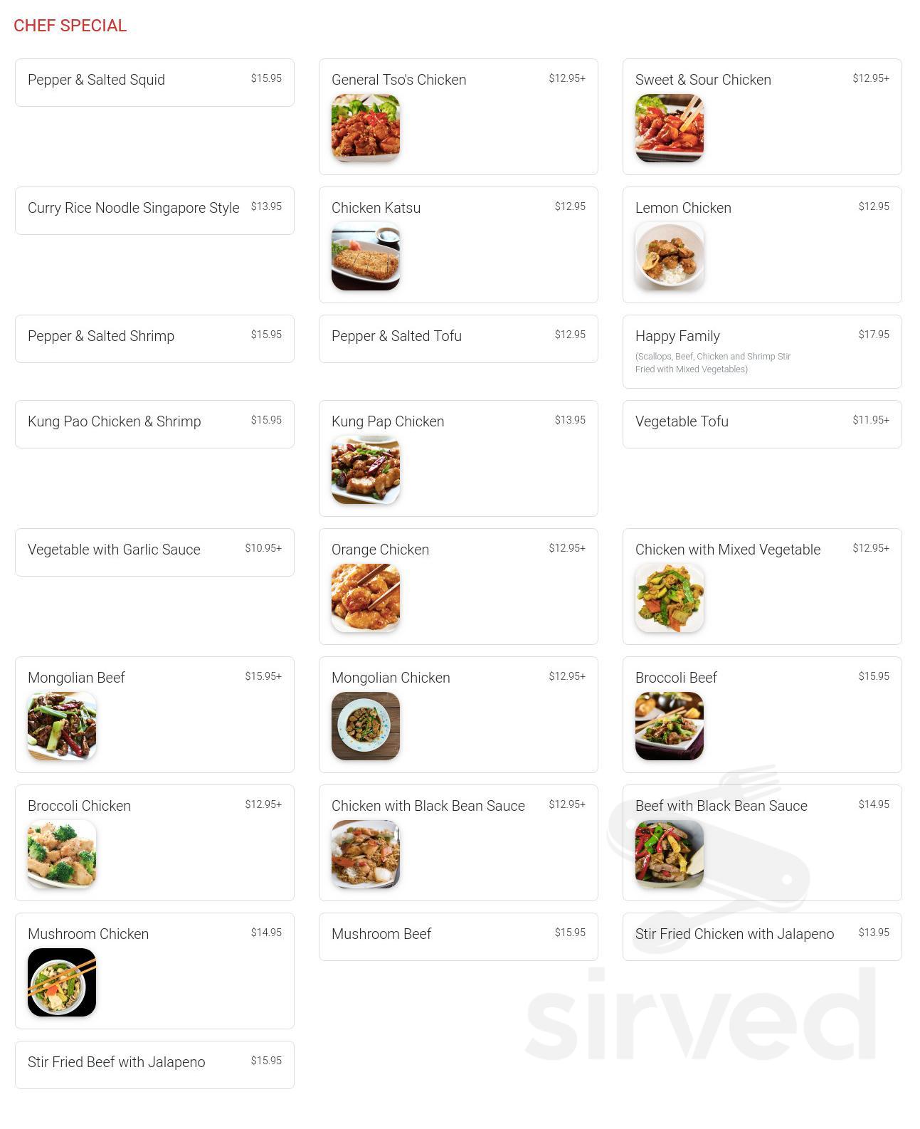 Lucky Lucky menu in Gresham, Oregon, USA