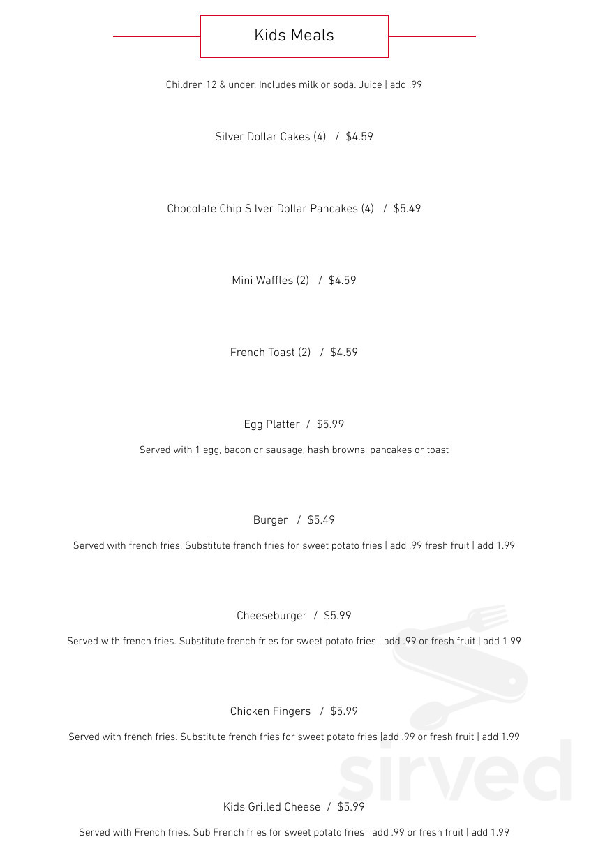 Meli Cafe Pancake House & Restaurant menu in Racine, Wisconsin, USA