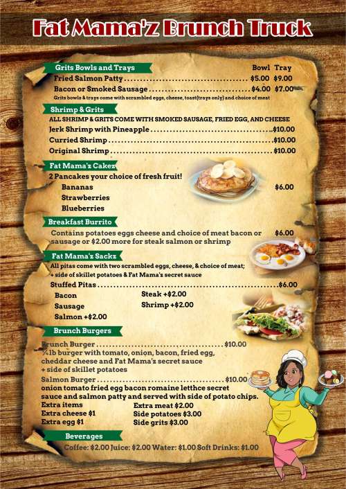 Fat Mamaz Food Truck menu in Jacksonville, Florida, USA