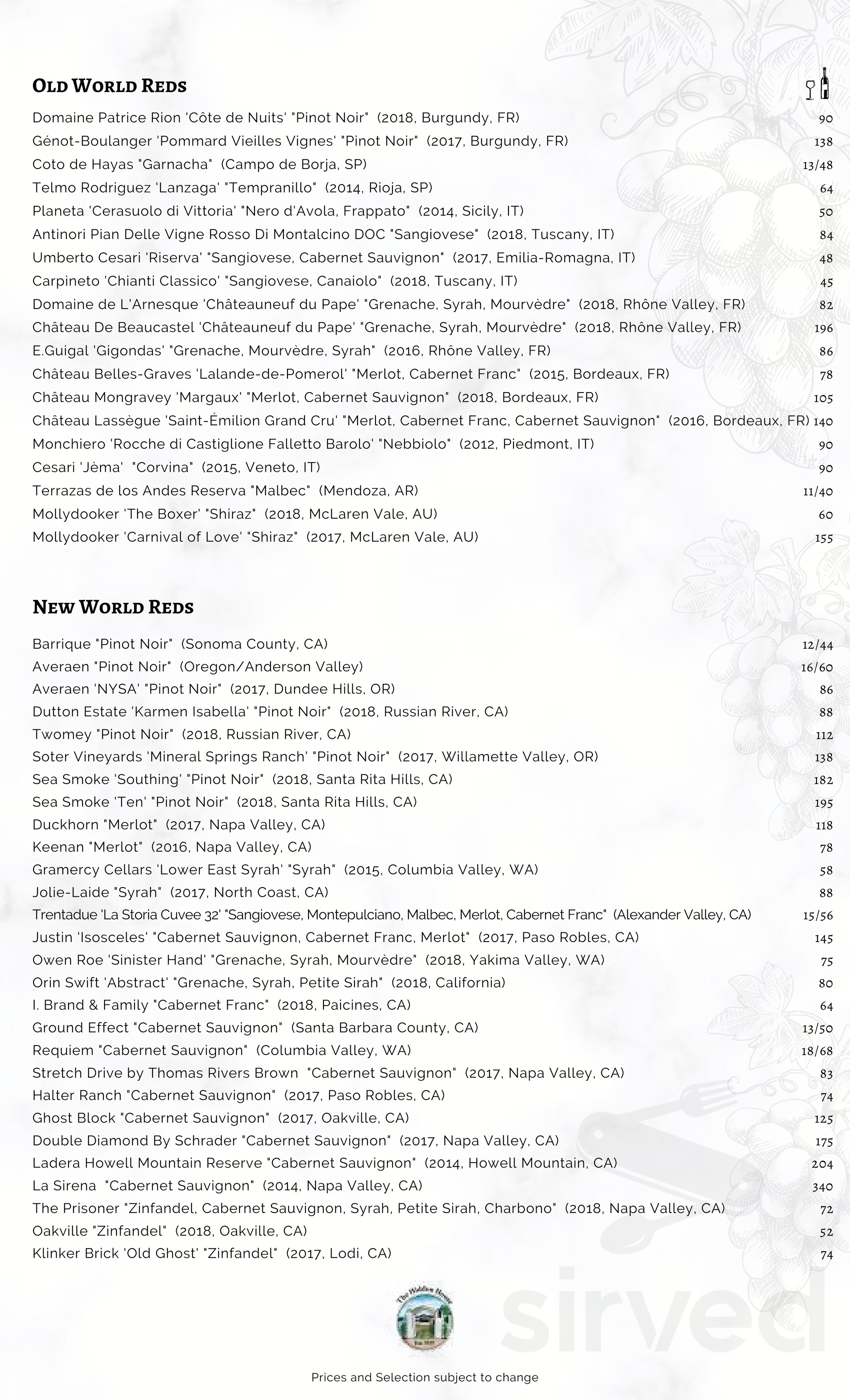 The Hidden House menu in Chandler, Arizona, USA