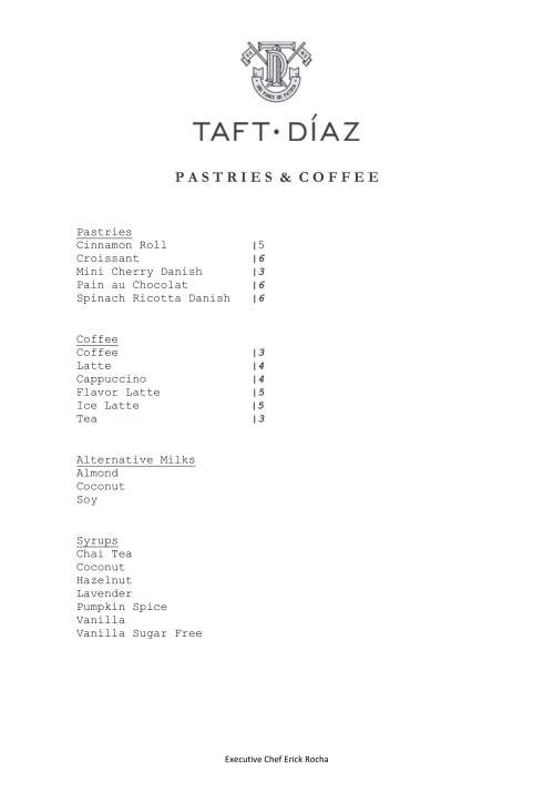Taft-Diaz menu in El Paso, Texas, USA