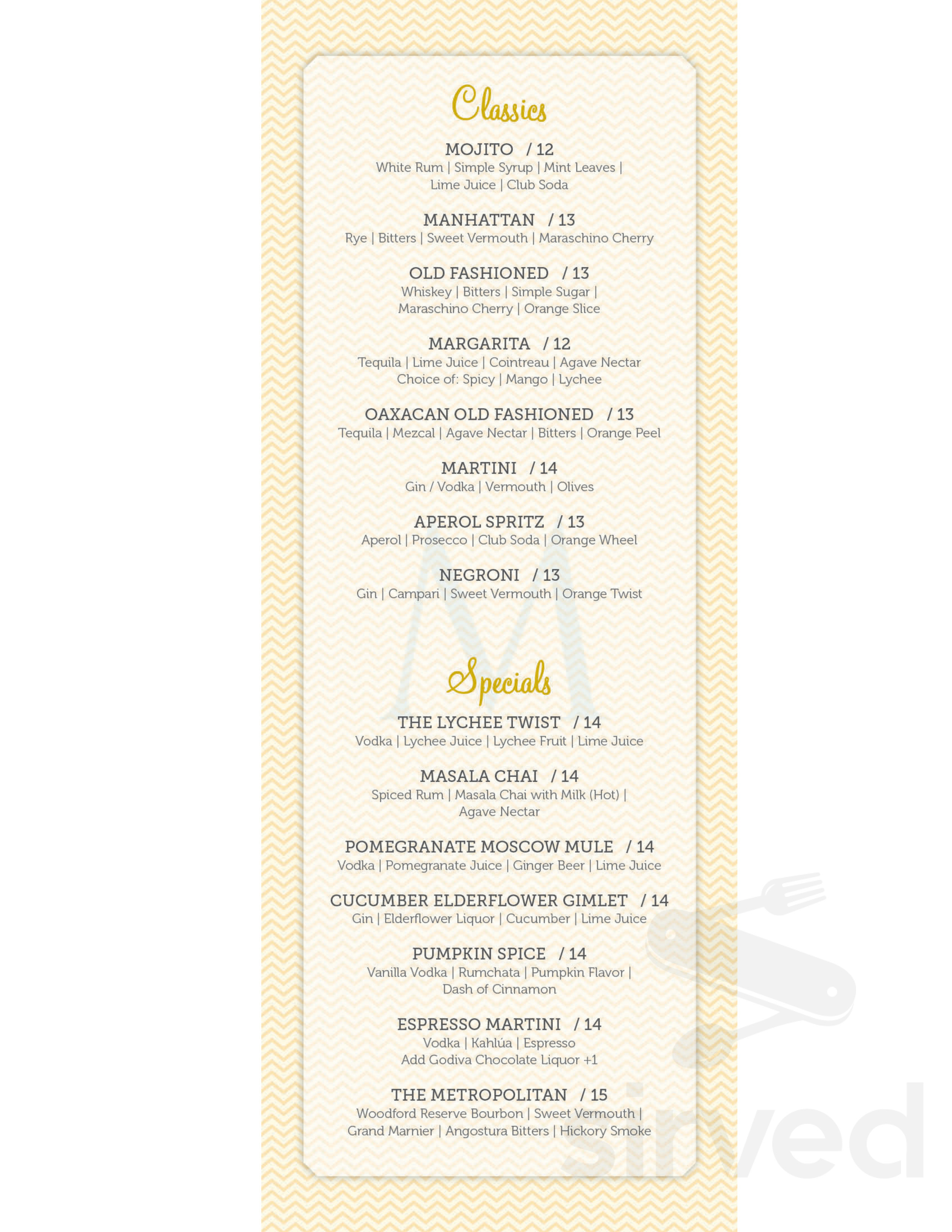 The Metropolitan Restaurant & Bar menu in Glen Cove, New York, USA