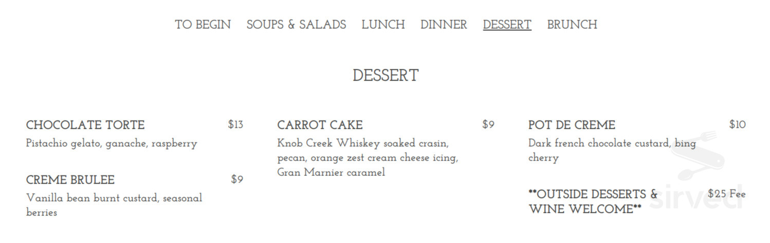 The Left Bank Bistro menu in St. Petersburg, Florida, USA