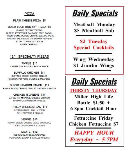 DRAGONS DEN BAR & GRILLE menu in Niles, Ohio, USA