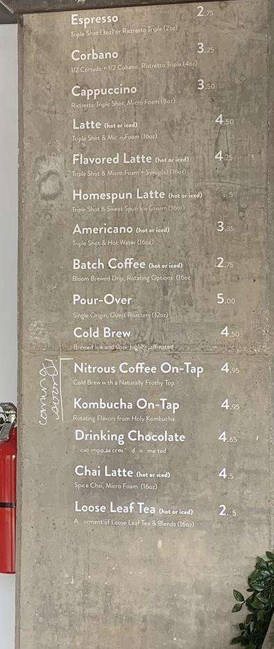 Inclusion Coffee menu in Arlington, Texas, USA
