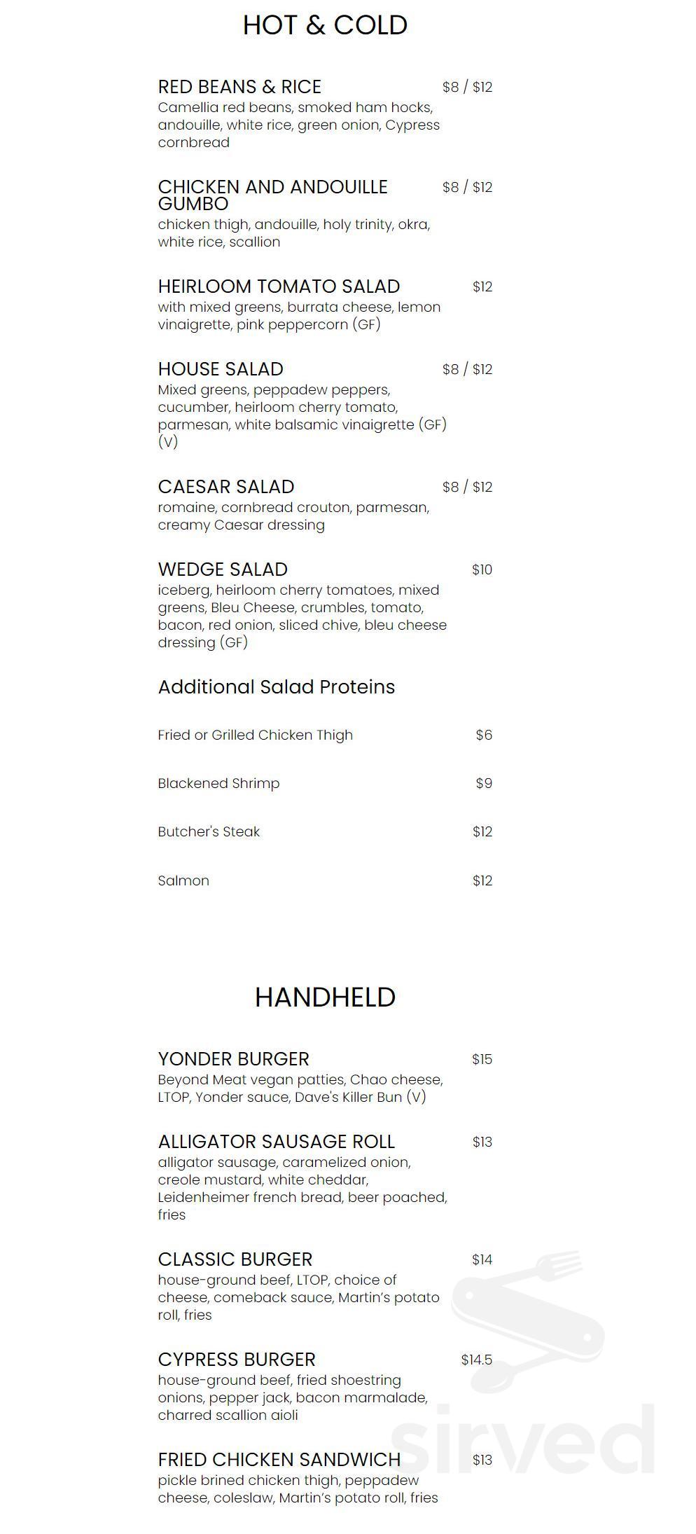 Cypress Social menus in North Little Rock, Arkansas, United States