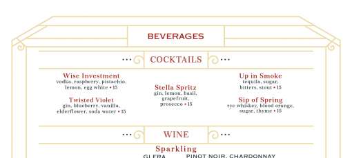 Menu for Stella of New Hope in New Hope, PA | Sirved