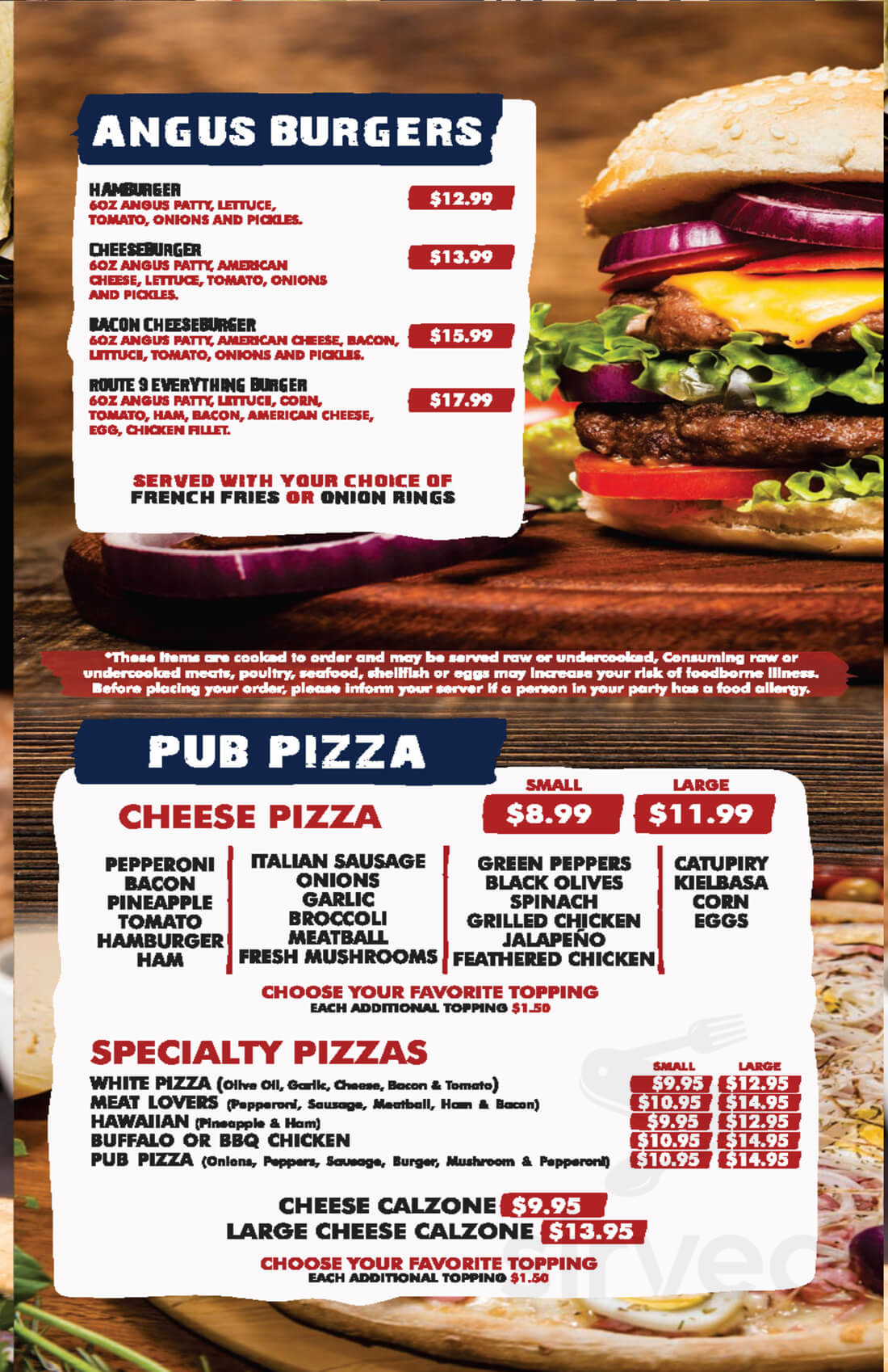 Route 9 Sports Bar menu in Framingham, Massachusetts, USA