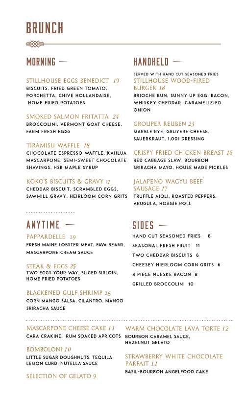 The Urban Stillhouse menu in St. Petersburg, Florida, USA