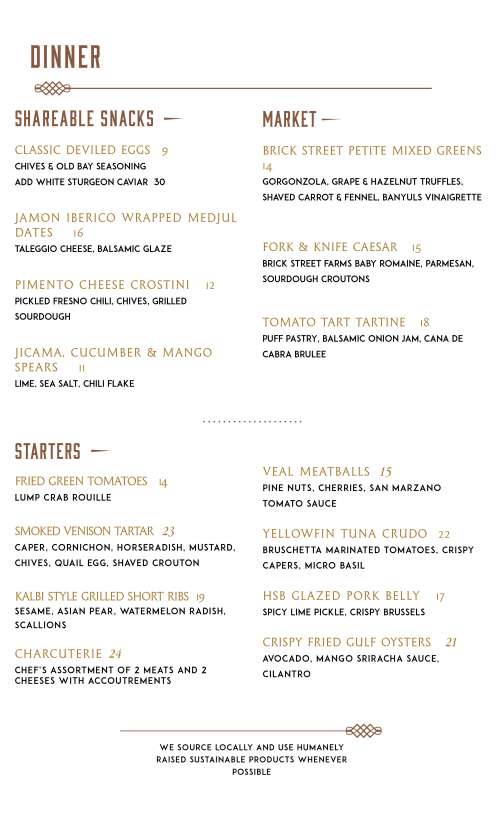 The Urban Stillhouse menu in St. Petersburg, Florida, USA