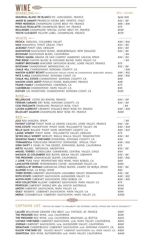 The Urban Stillhouse menu in St. Petersburg, Florida, USA