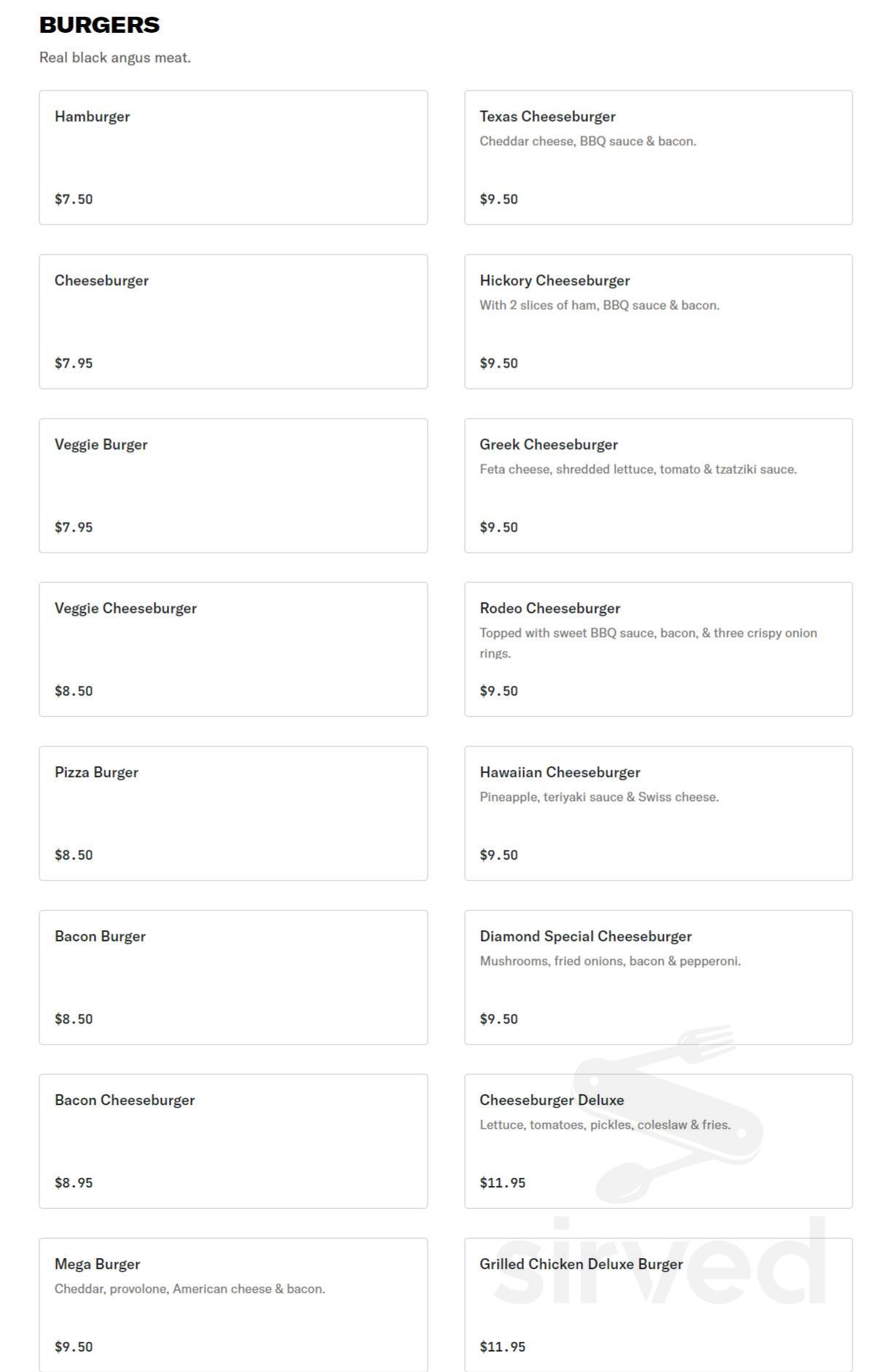 Diamond Pizza menu in Philadelphia, Pennsylvania, USA