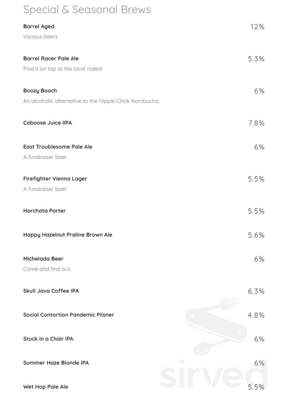 Fraser River Beer Company menus in Fraser, Colorado, United States