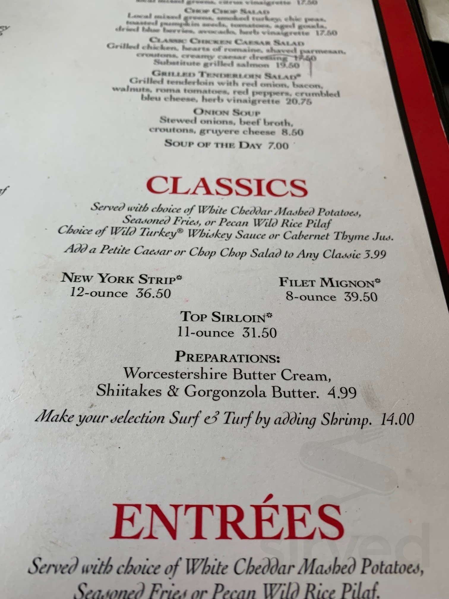 Menu - Dulles VA's District Chophouse | Sirved