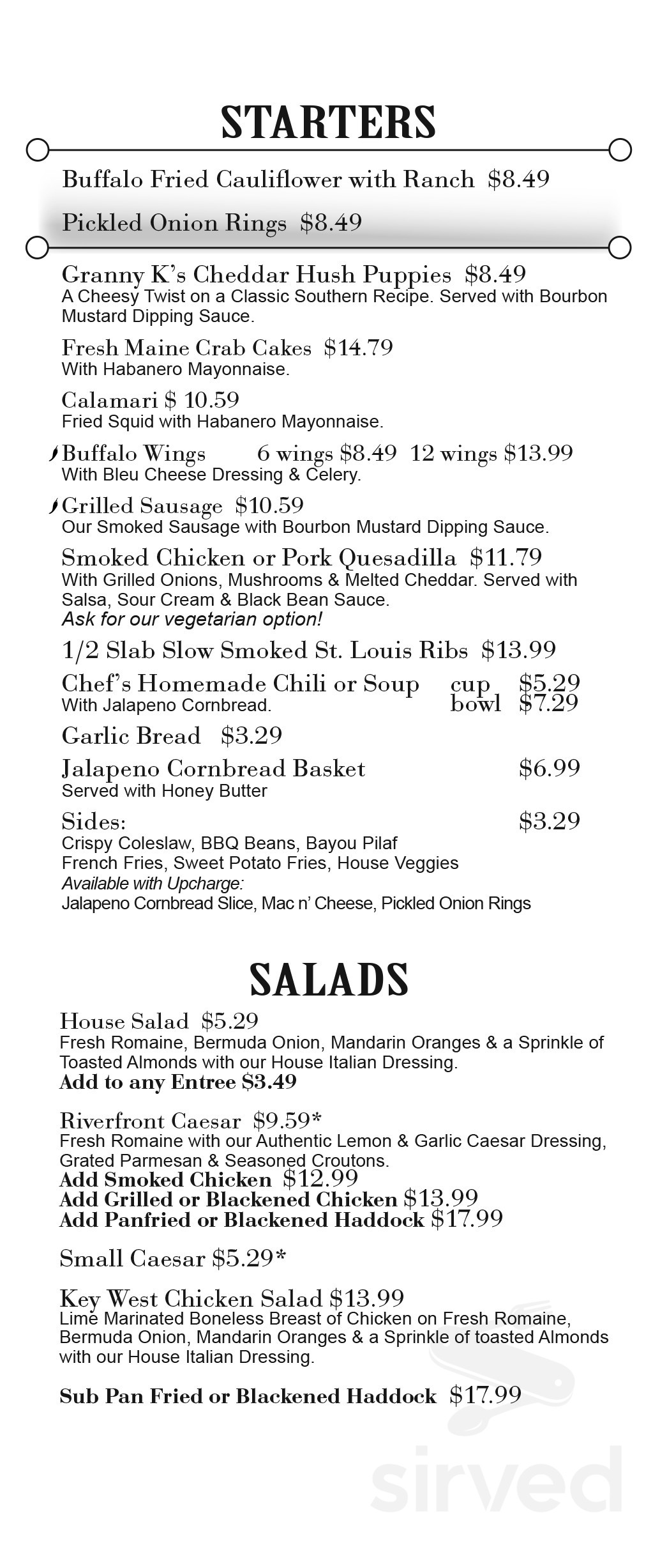 Riverfront Barbeque & Grille menu in Augusta, Maine, USA