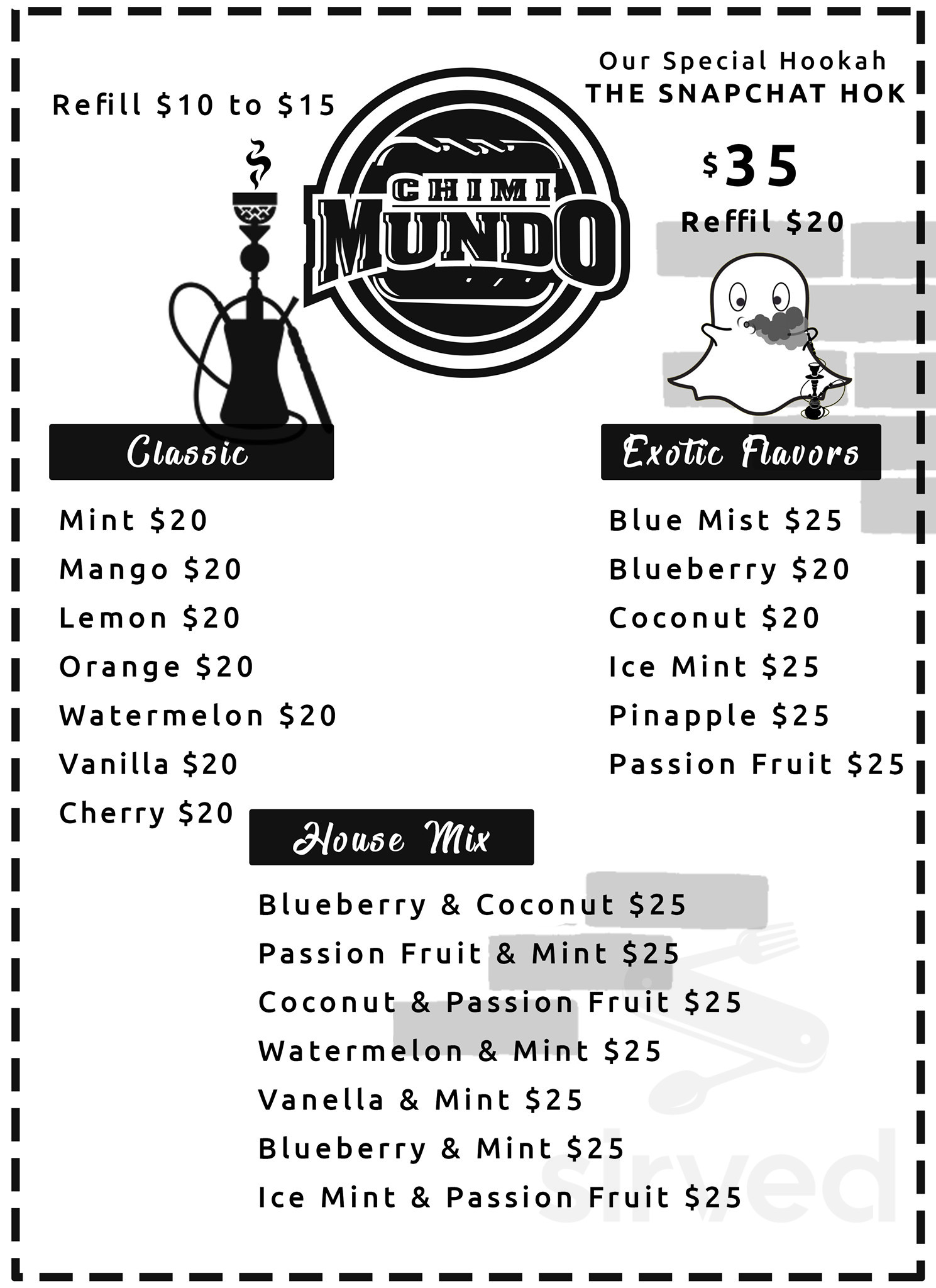 Chimi Mundo menu in Queens, New York, USA