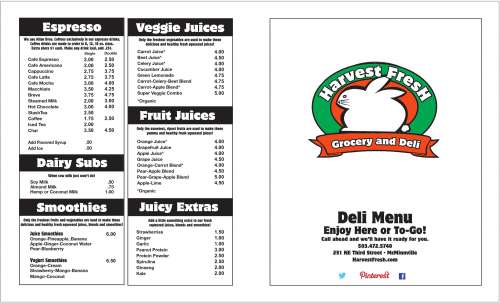 Harvest Fresh Grocery & Deli menu in McMinnville, Oregon, USA