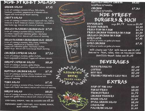 Rossi's Side Street Cafe menu in Port Orange, Florida, USA