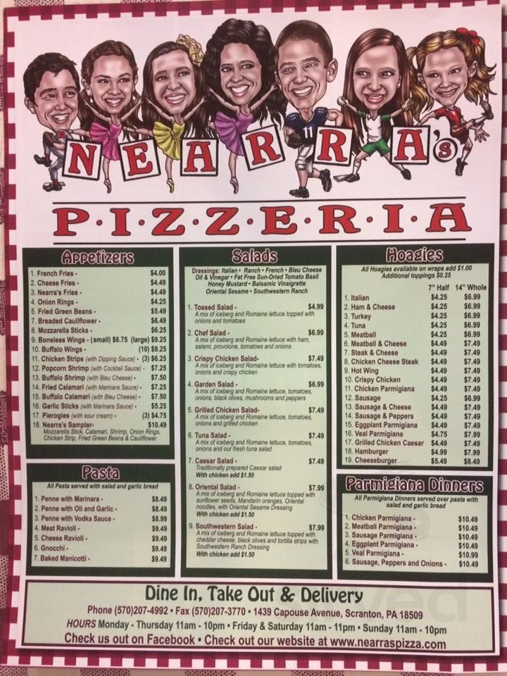 Menu for Nearra's Pizzeria in Scranton, PA | Sirved