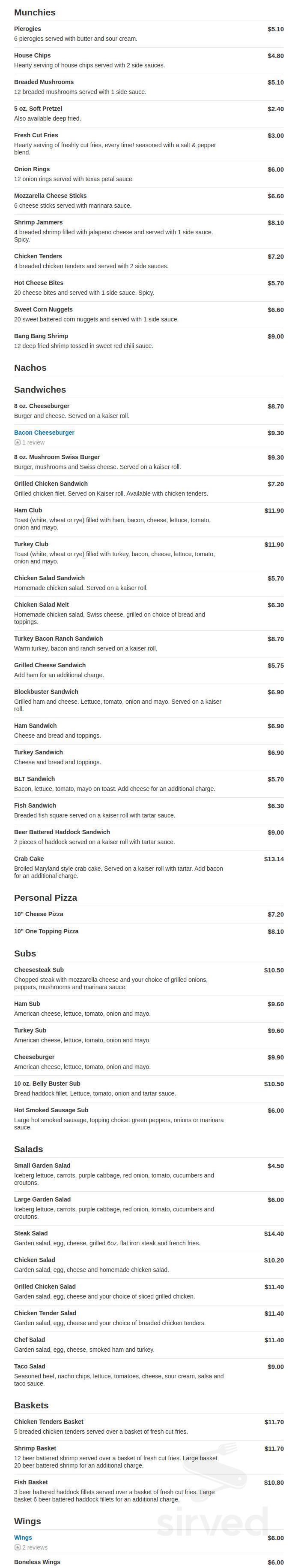 Menu for North Mountain Inn Inc in Carlisle, PA | Sirved