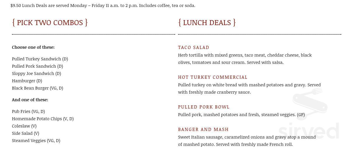 Pub 500 menu in Mankato, Minnesota, USA