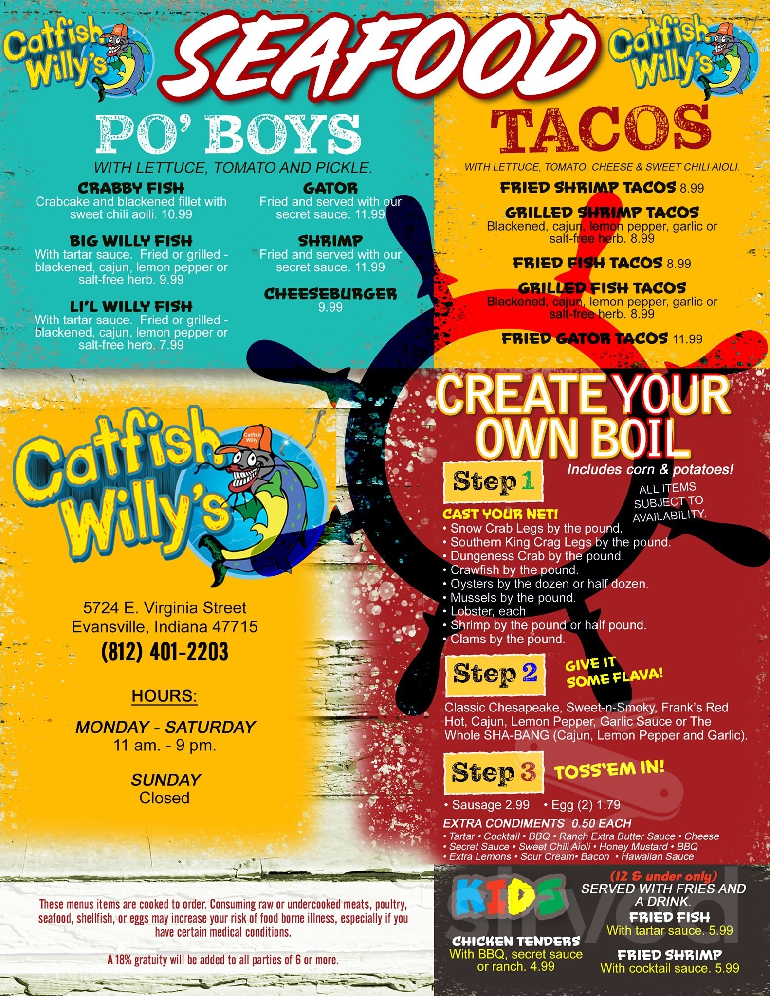 Catfish Willy's Seafood & Crab Shack menus in Evansville, Indiana ...