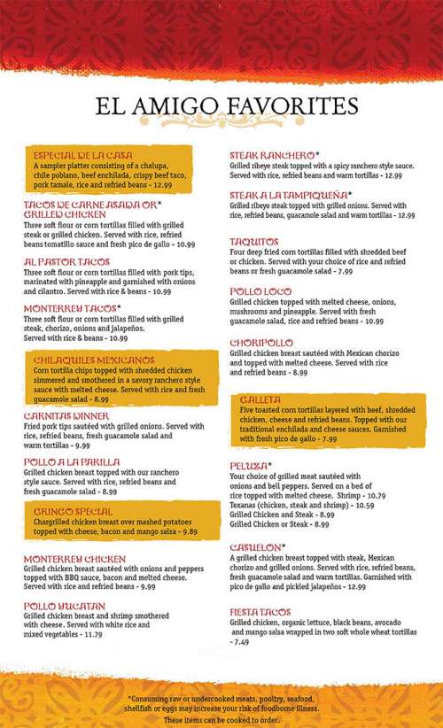 El Amigo Mexican Restaurant menu in Kannapolis, North Carolina, USA