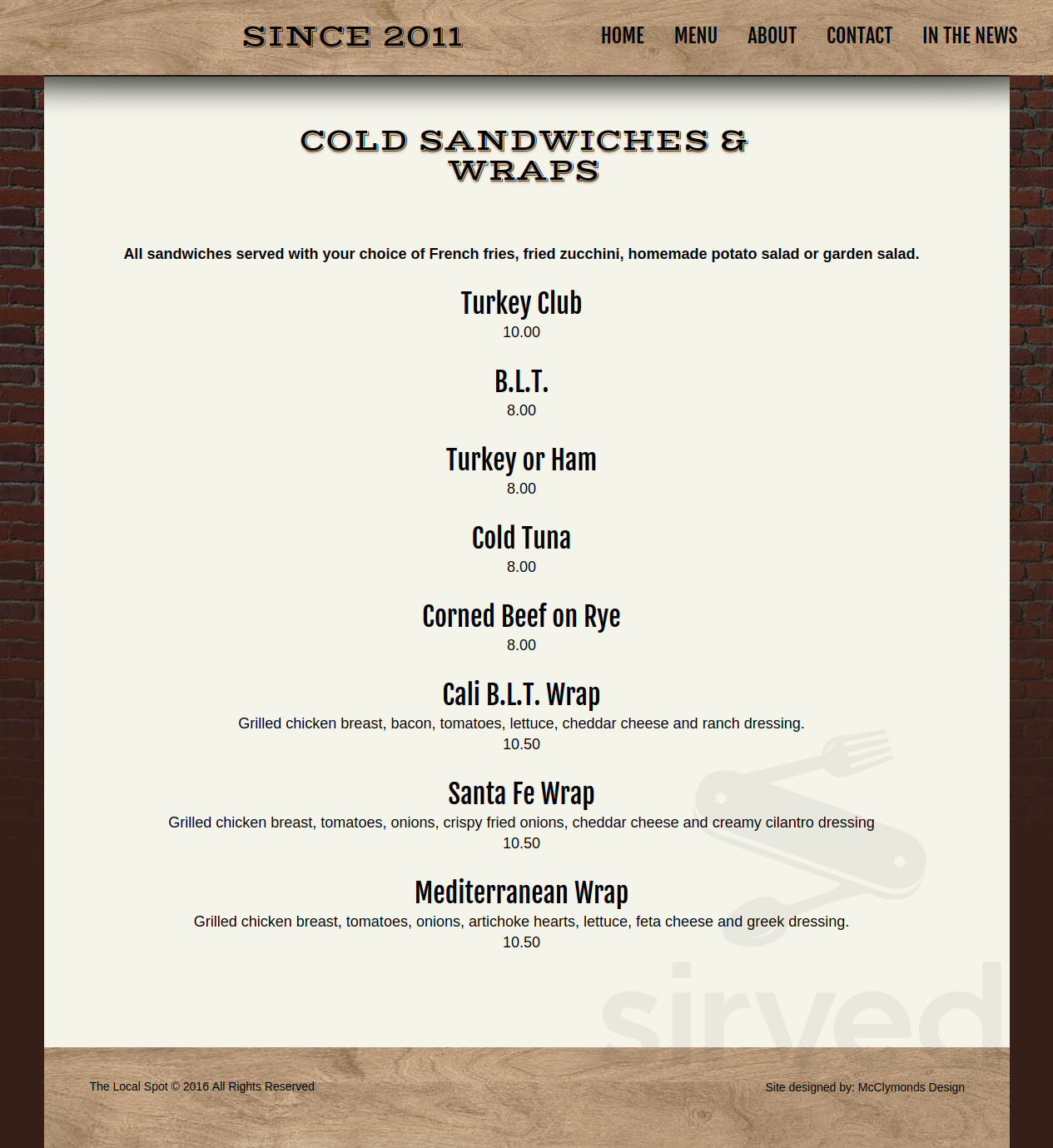 The Local Spot menu in Long Beach, California, USA
